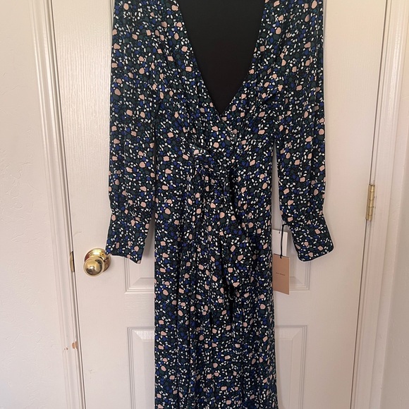 Halogen | Dresses | Halogen White And Blue Wrap Sundress With Bishop ...